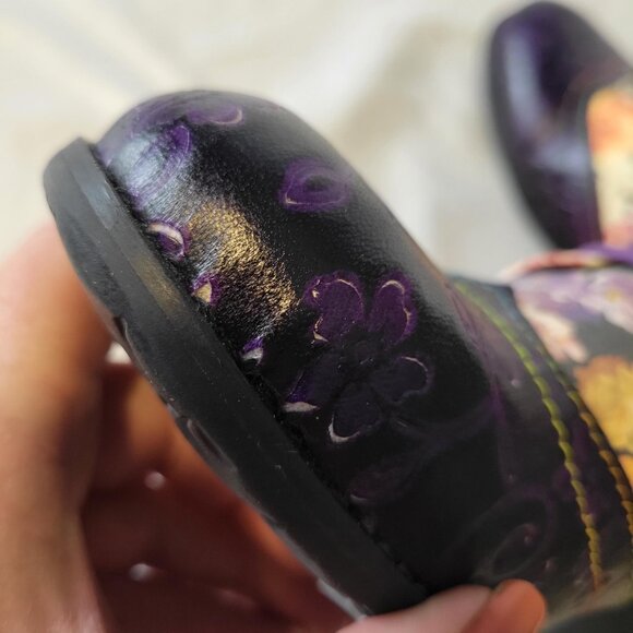 Socofy | Shoes | Socofy Bohemia Artsy Leather Mixed Pattern Chunky ...